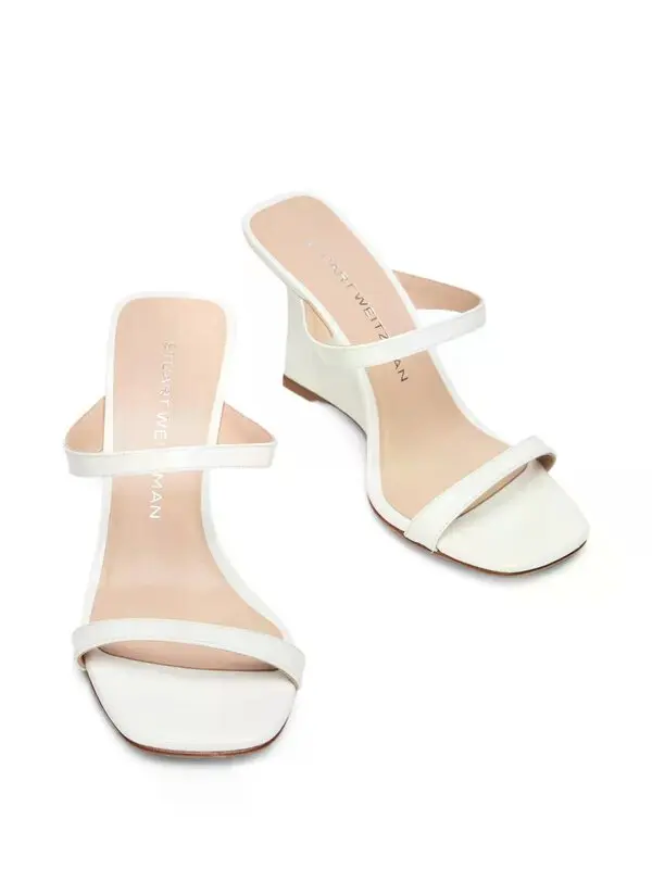 STUART WEITZMAN Vinnie Patent Finish Wedge Heeled Sandals - White