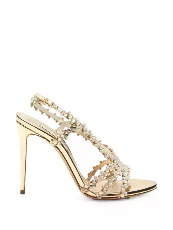 Casadei Julia C-love Crystal-embellished Slingback Sandals - Gold