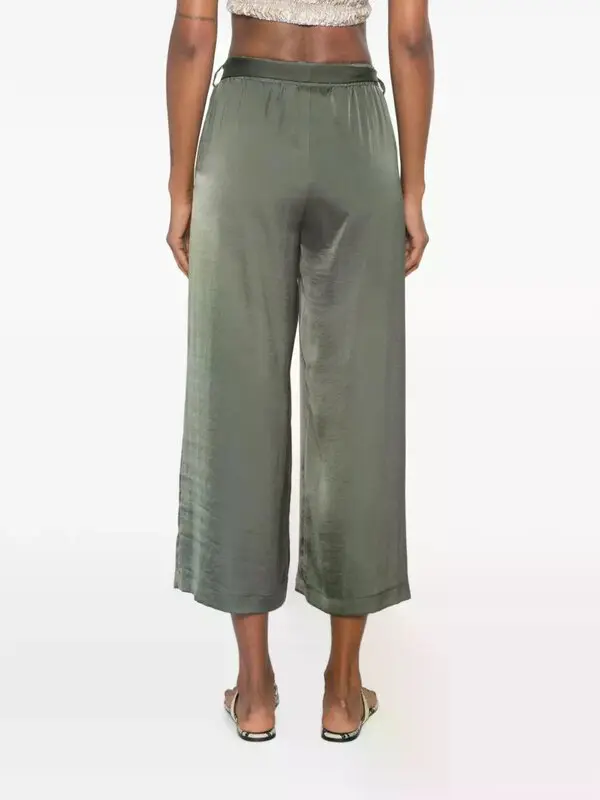 MOUTAKI Belted Satin-finish Cropped Trousers