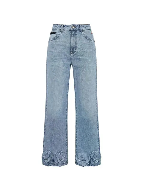 Philipp Plein Straight-cut Jeans With Floral Accents