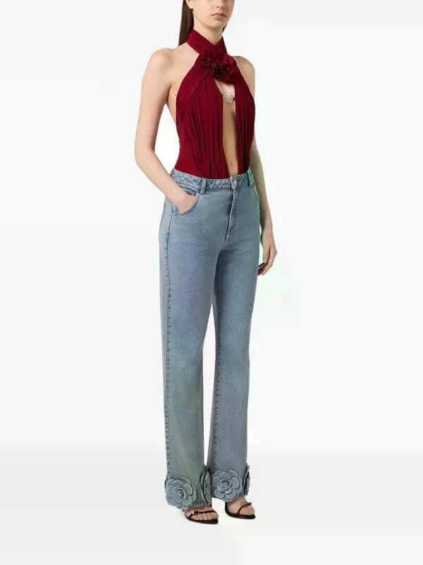 Philipp Plein Straight-cut Jeans With Floral Accents