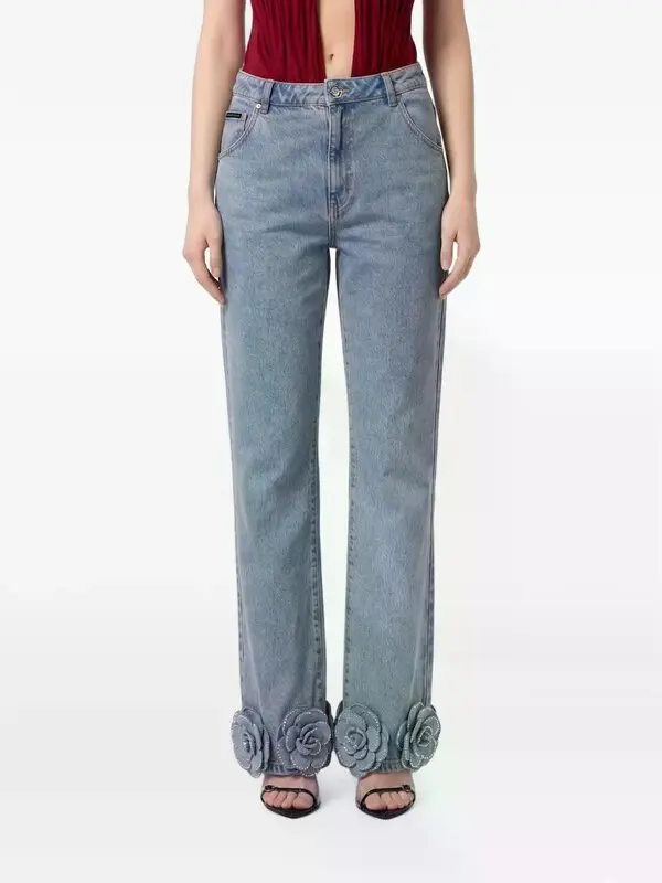 Philipp Plein Straight-cut Jeans With Floral Accents