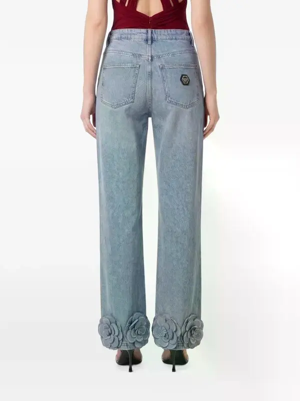 Philipp Plein Straight-cut Jeans With Floral Accents