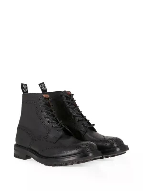 Todd Snyder Pebbled Leather Brogue Detail Lace-up Ankle Boots