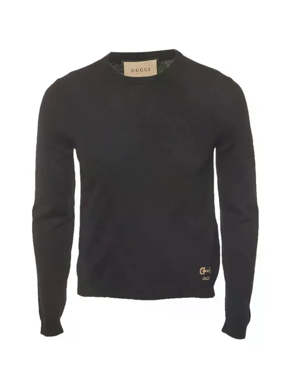 Gucci Logo Intarsia Wool Sweater - Black