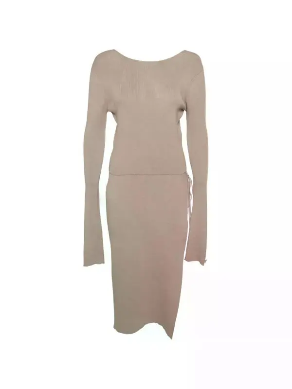 Magda Butrym Knitted Tie-up Top And Midi Skirt Set - Neutrals