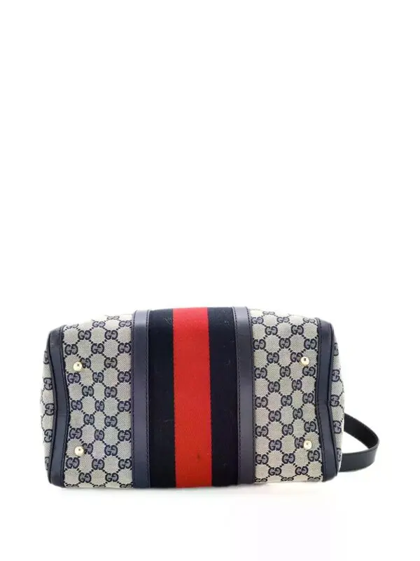 Gucci Vintage Web Boston Bag Gg Canvas Medium Satchel