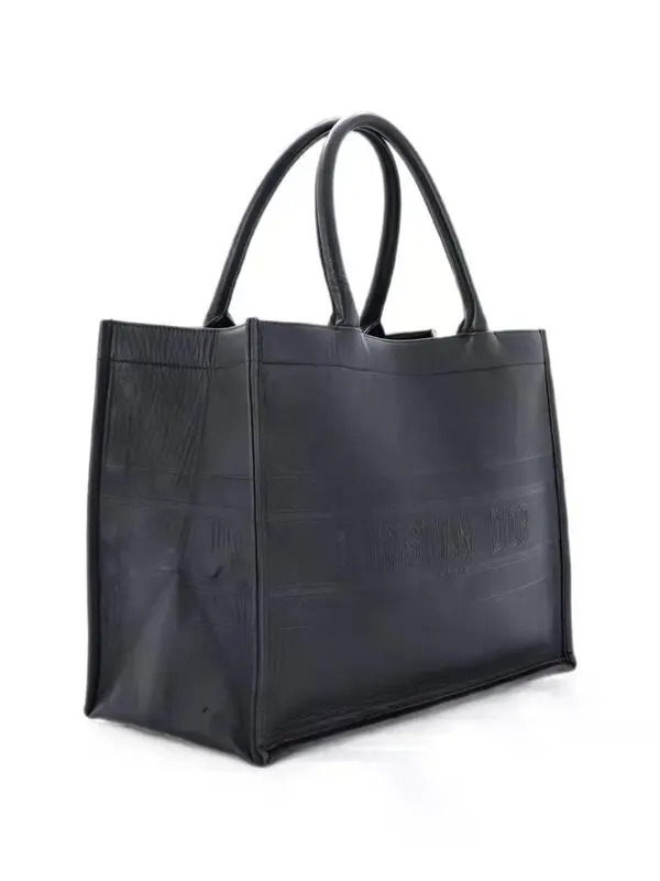 Dior Book Oblique Embossed Calfskin Medium Tote Bag - Black