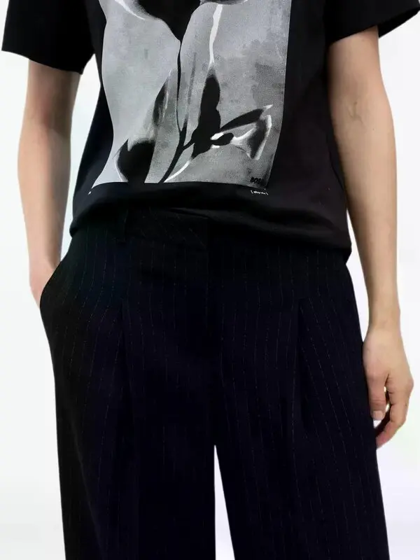 BOSS Pinstripe Pleated Wide-leg Trousers