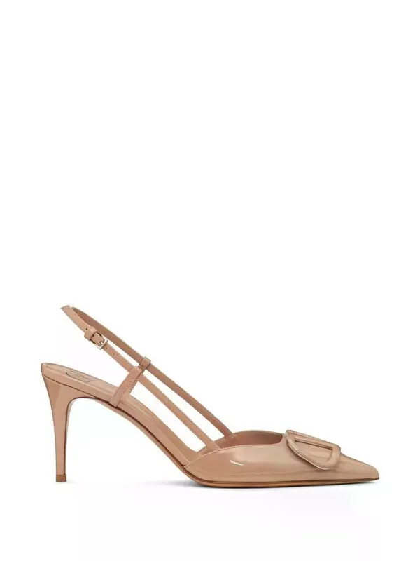 Valentino Garavani Vlogo Signature Patent Leather Slingback Pumps - Neutrals
