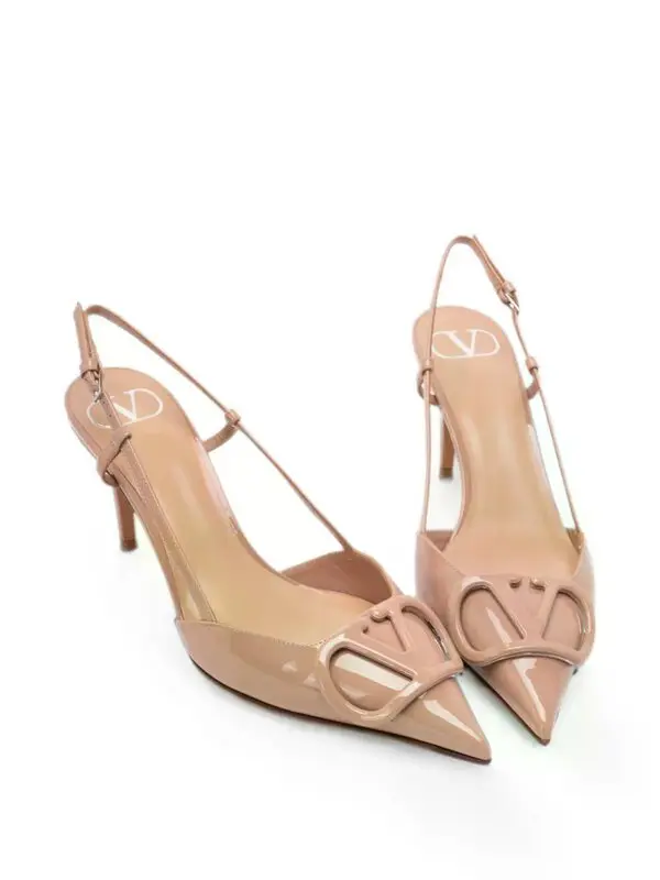 Valentino Garavani Vlogo Signature Patent Leather Slingback Pumps - Neutrals