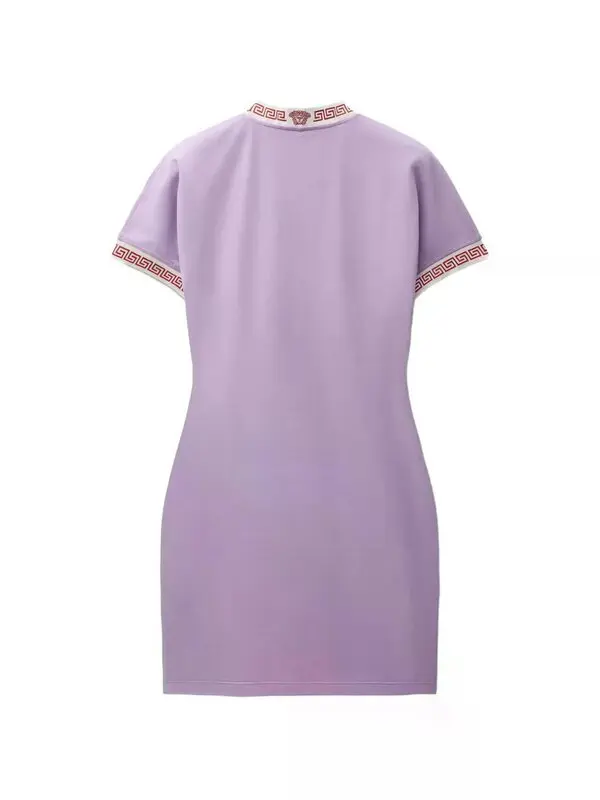 Versace Jacquard Greca And Medusa Motif Stretch Cotton-jersey Mini Dress - Purple