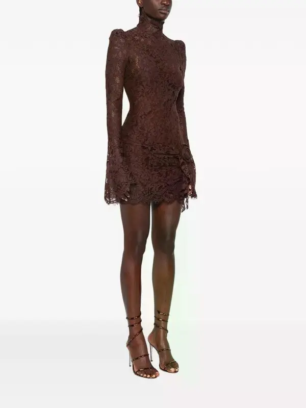 DE LA VALI Bodita Floral-lace Mini Dress - Brown
