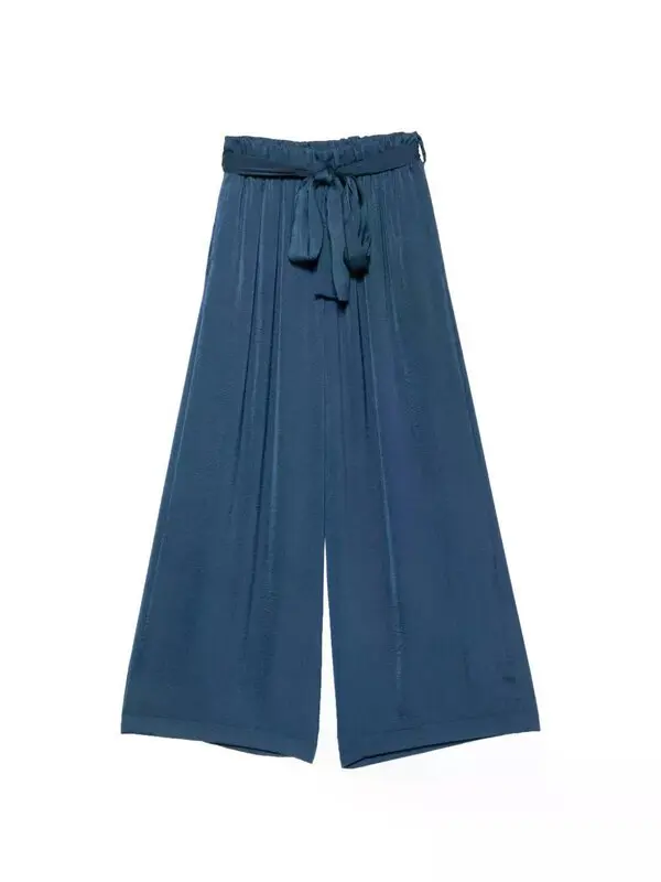 MOUTAKI Belted Wide-leg Satin Trousers