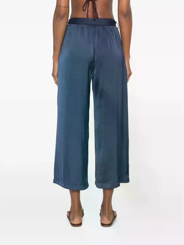 MOUTAKI Belted Wide-leg Satin Trousers