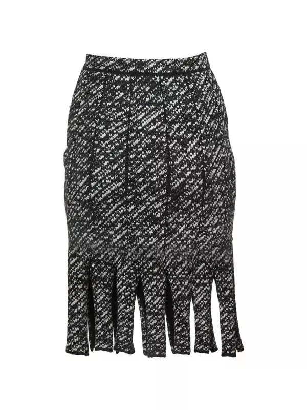 Dior Fringed Knit Midi Skirt - Black