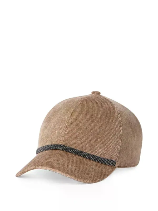 Brunello Cucinelli Fluid Corduroy Baseball Cap With Monili