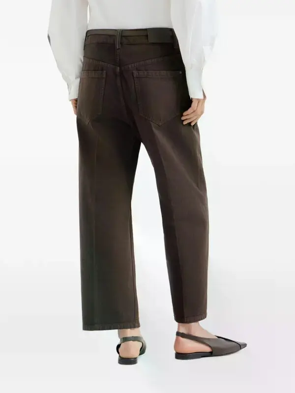 Brunello Cucinelli Dyed Denim Monili Embroidered Square Trousers - Brown