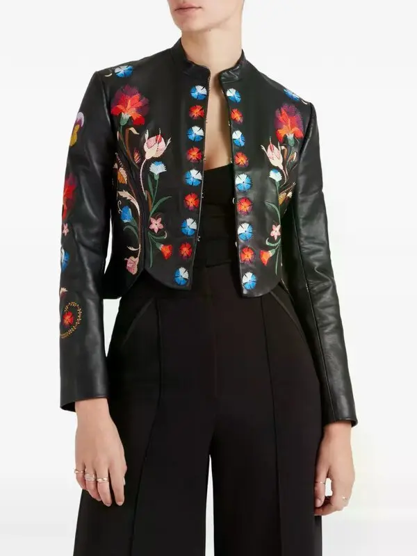 TEMPERLEY LONDON Toledo Floral-embroidered Leather Jacket