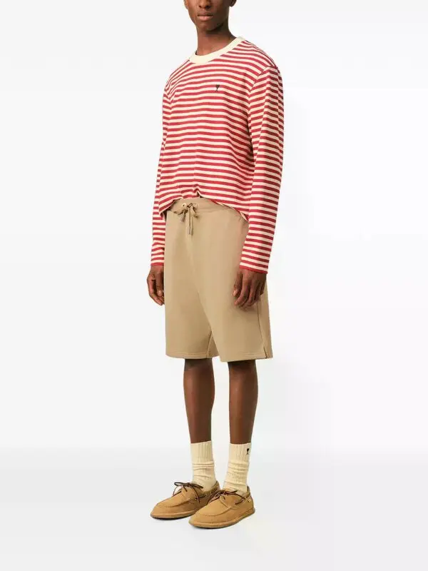 AMI Paris Embossed De Coeur Cotton Shorts