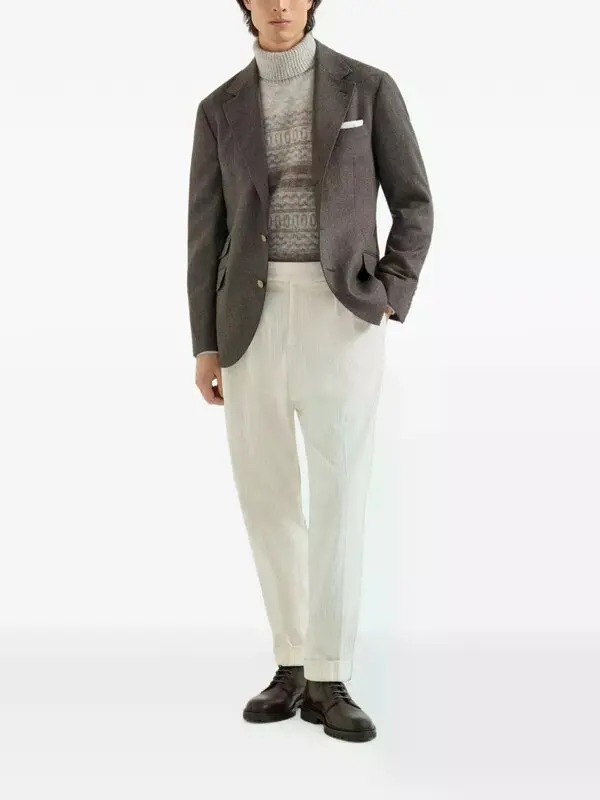 Brunello Cucinelli Mouliné Virgin Wool Twill Deconstructed Cavallo Blazer