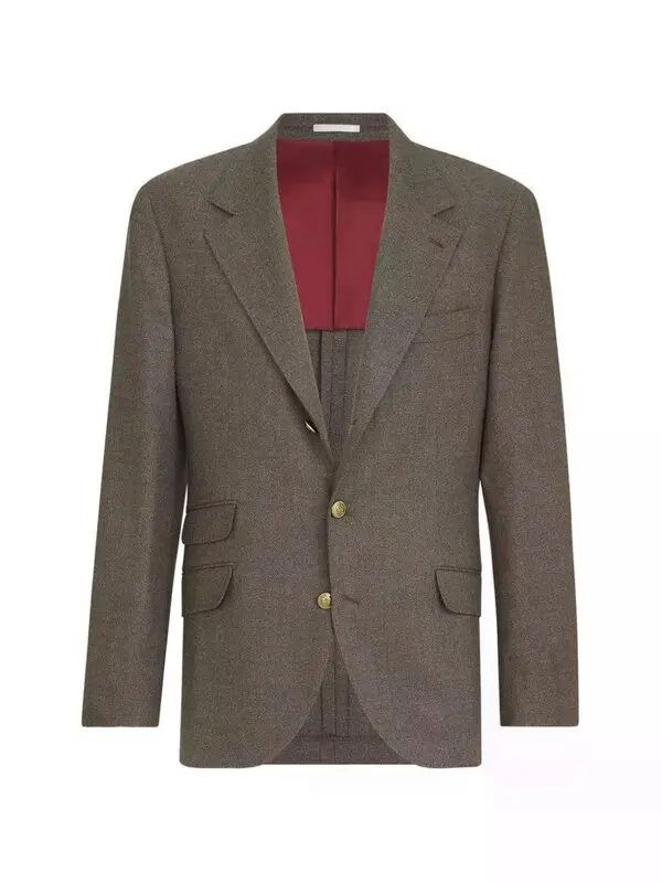 Brunello Cucinelli Mouliné Virgin Wool Twill Deconstructed Cavallo Blazer - Brown