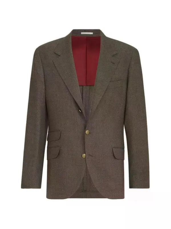 Brunello Cucinelli Mouliné Virgin Wool Twill Deconstructed Cavallo Blazer - Brown
