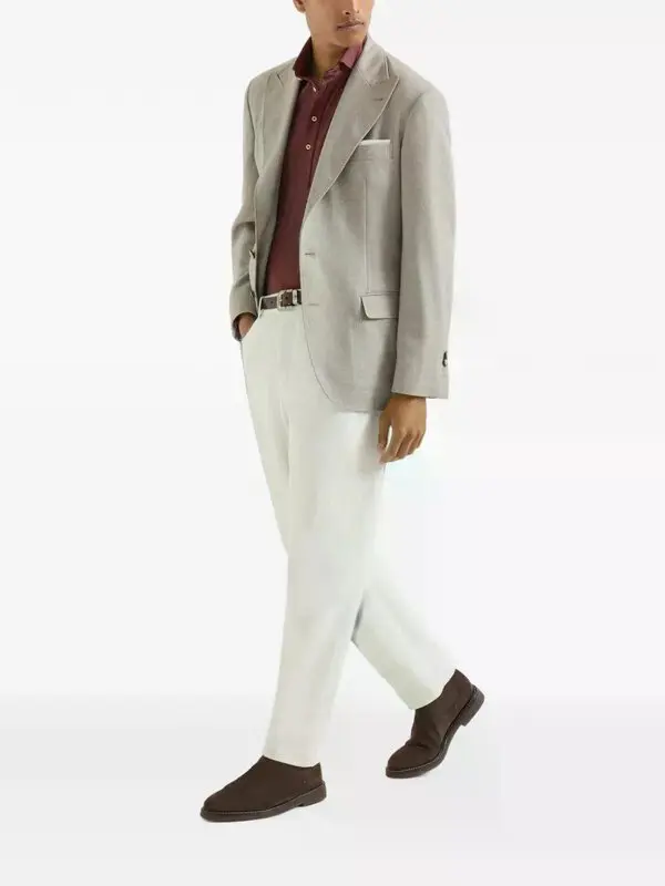 Brunello Cucinelli Virgin Wool, Silk And Cotton Piqué Polo Shirt With Spread Collar - Red