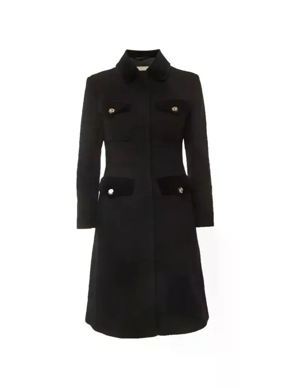 Gucci Wool Velvet Detail Coat - Black
