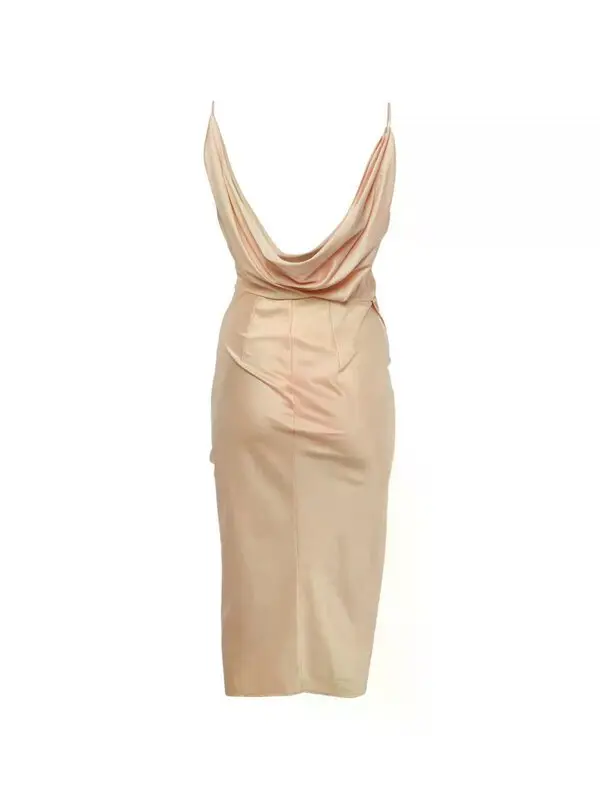 House Of Cb Satin Slit Midi Dress - Pink