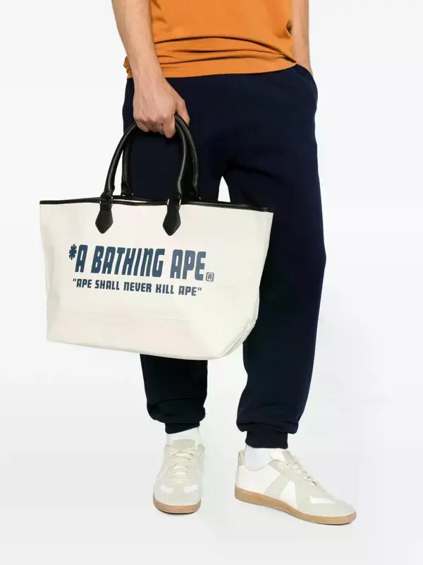A BATHING APE Logo Print Tote Bag