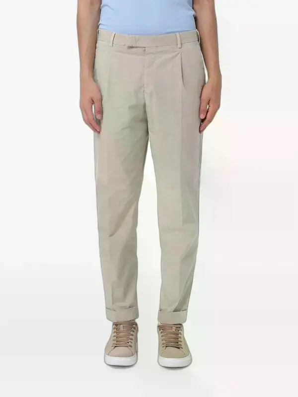 PT TORINO Pleated-detail Chino Trousers - Neutrals
