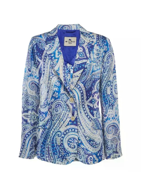 Etro Paisley-print Silk Blazer - Blue