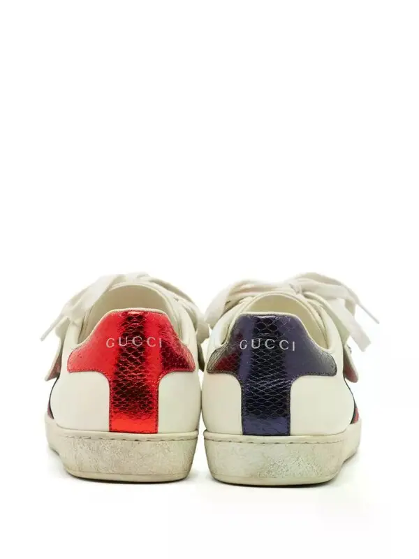 Gucci Ace Sneakers With Snakeskin-effect Heel Counter - White