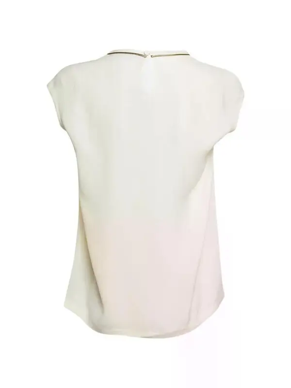 Max Mara Sleeveless Textured Blouse With Gold-tone Chain-link Trim