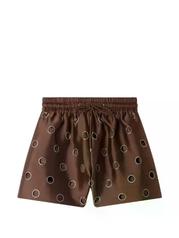 Sandro Rhinestone Embellished Cut-out Shorts - Brown