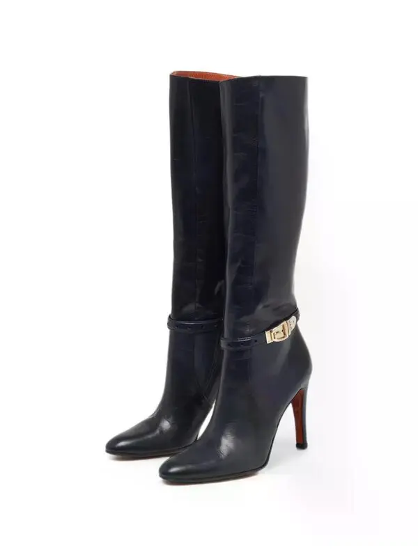 Gucci Elizabeth Buckled Knee-length Heeled Boots - Blue