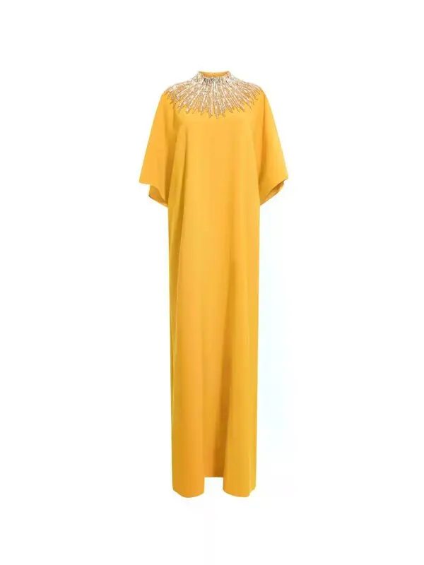 Jenny Packham Embellished Neck Dress - Yellow