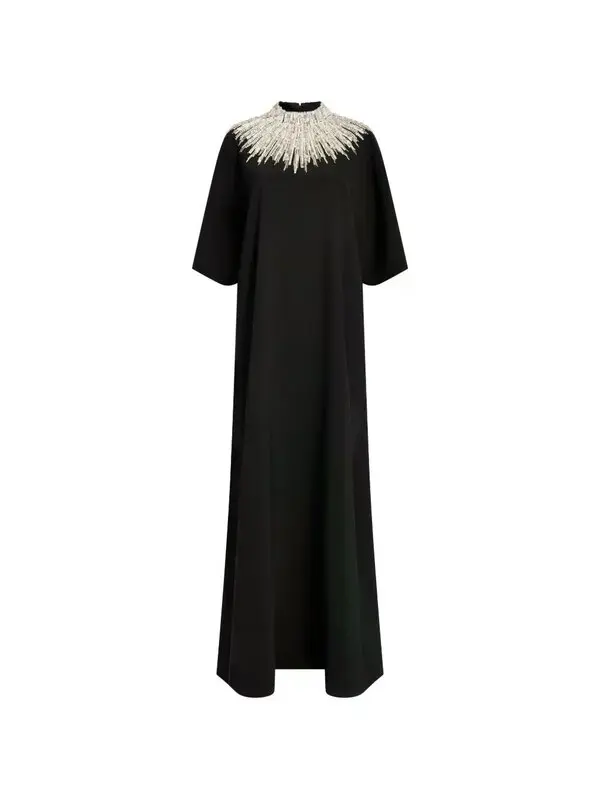 Jenny Packham Embellished Neck Dress - Black