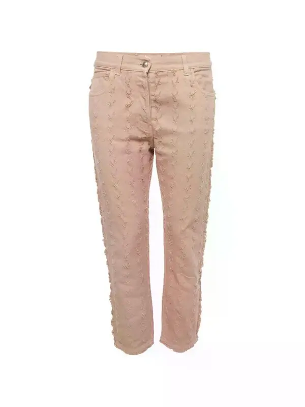 Etro Distressed Straight Fit Denim Jeans - Pink