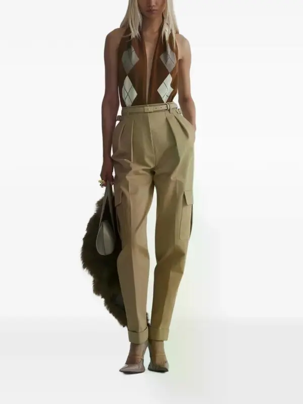 MUGLER Wool Twill Cargo Pants - Neutrals