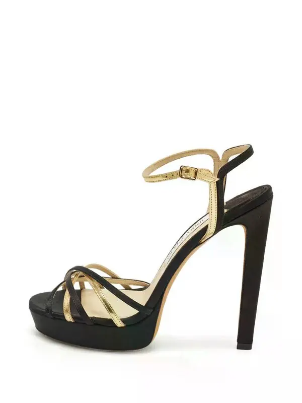 JIMMY CHOO Satin Platform Stiletto Sandals - Black