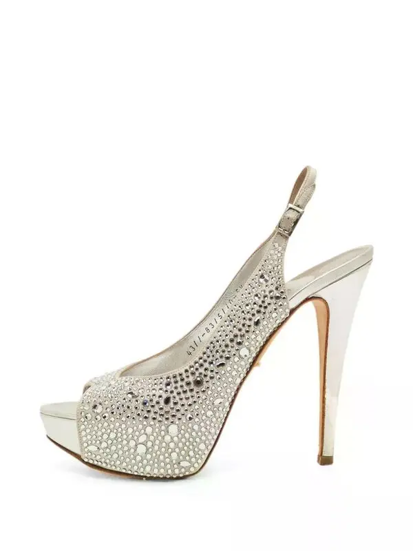 GINA Crystal-embellished Slingback Sandals - Silver