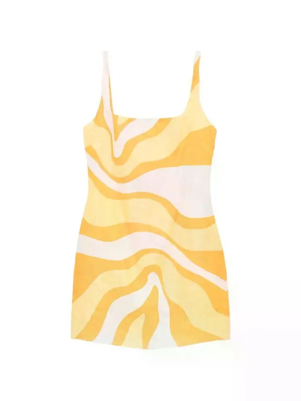 CALA DE LA CRUZ Siela Abstract-print Mini Dress - Yellow