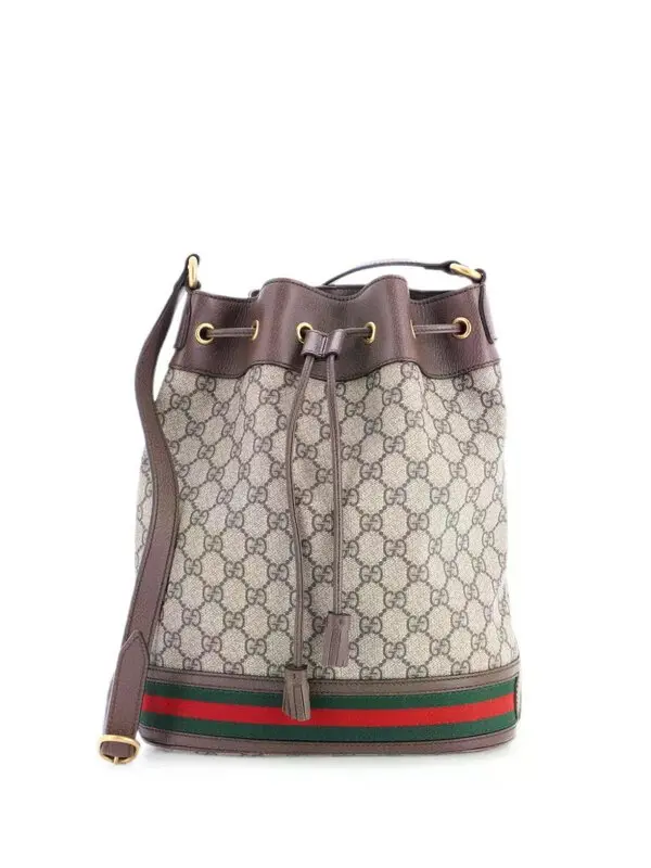 Gucci Ophidia Gg Coated Canvas Medium Bucket Bag - Brown