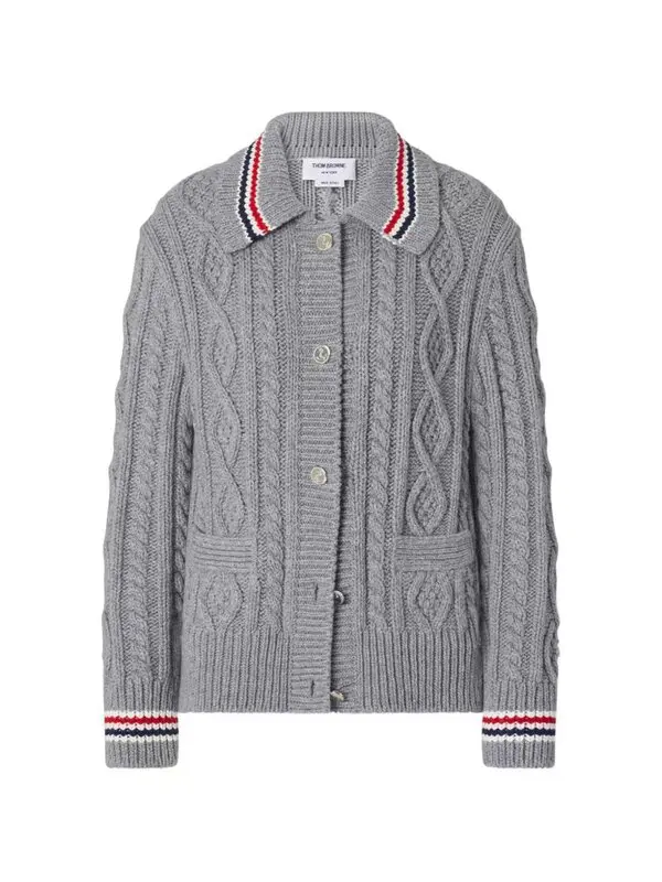 Thom Browne Aran Cable-knit Cardigan - Grey