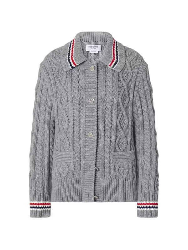 Thom Browne Aran Cable-knit Cardigan - Grey