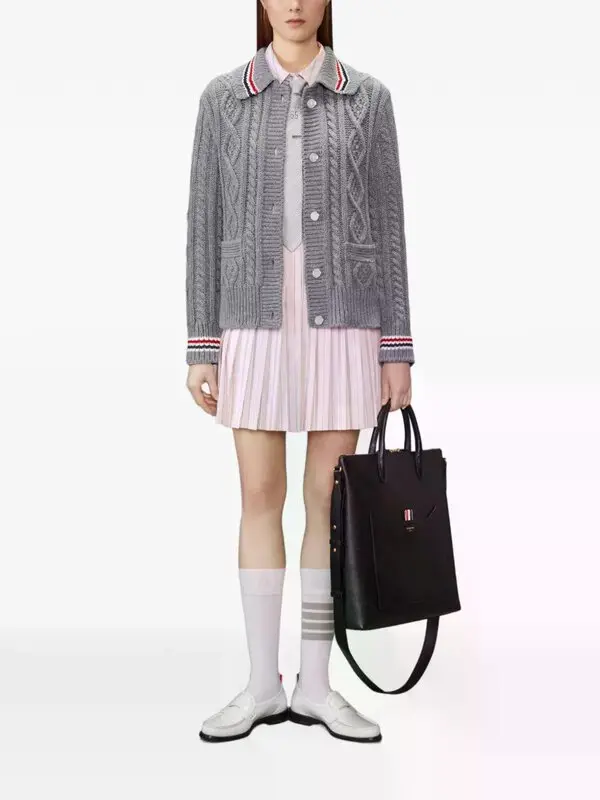 Thom Browne Aran Cable-knit Cardigan - Grey