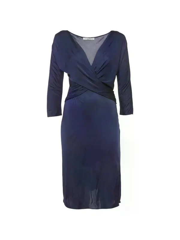 Dior Draped Jersey Midi Dress - Blue