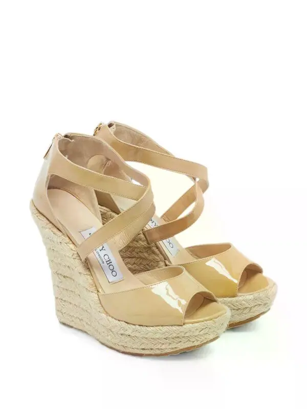 JIMMY CHOO Patent Leather Wedge Sandals